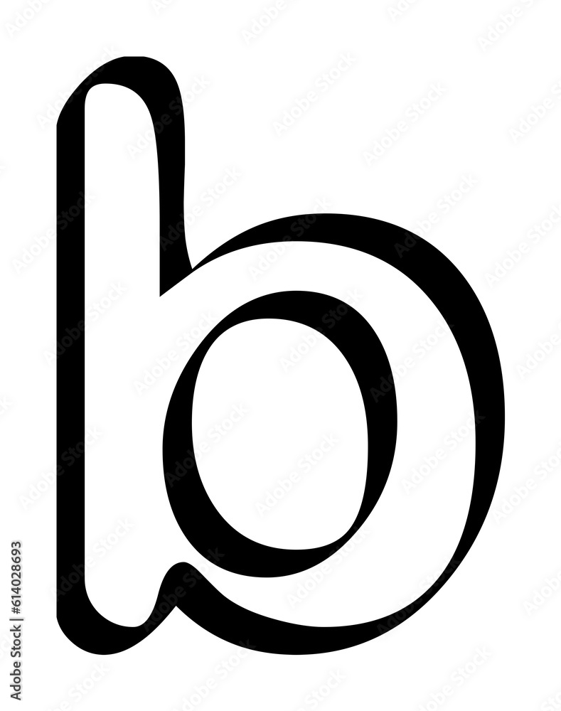 Modern lowercase letter b alphabet character isolated on transparent ...