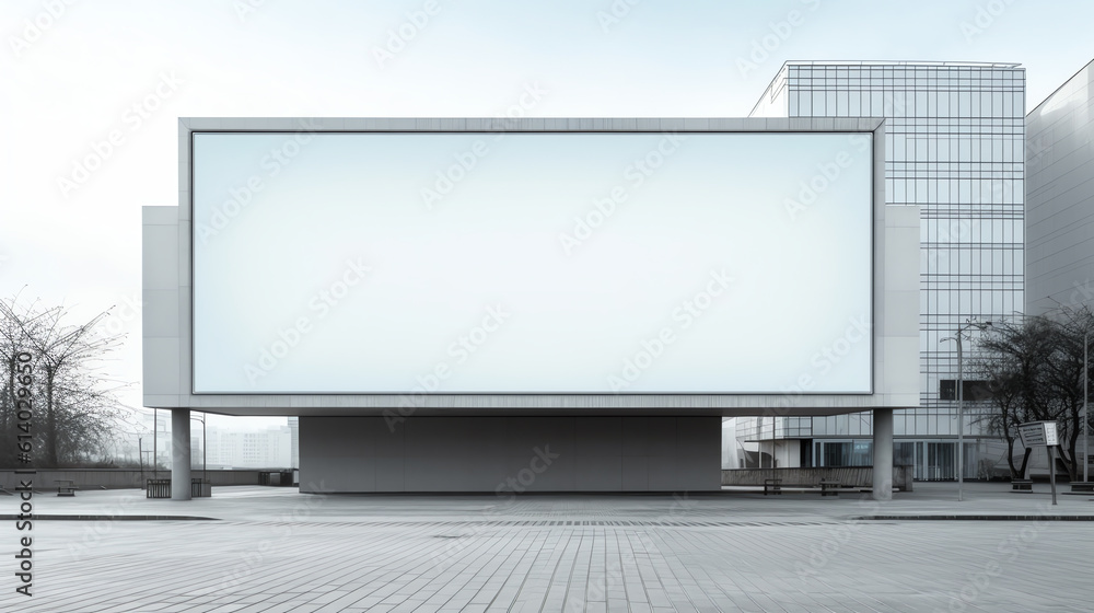 Generative AI bus shelter blank ad panel. billboard display. empty ...