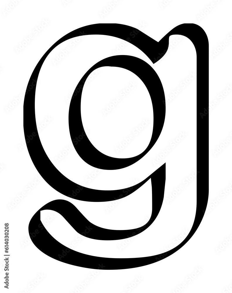 Modern lowercase letter g alphabet character isolated on transparent ...