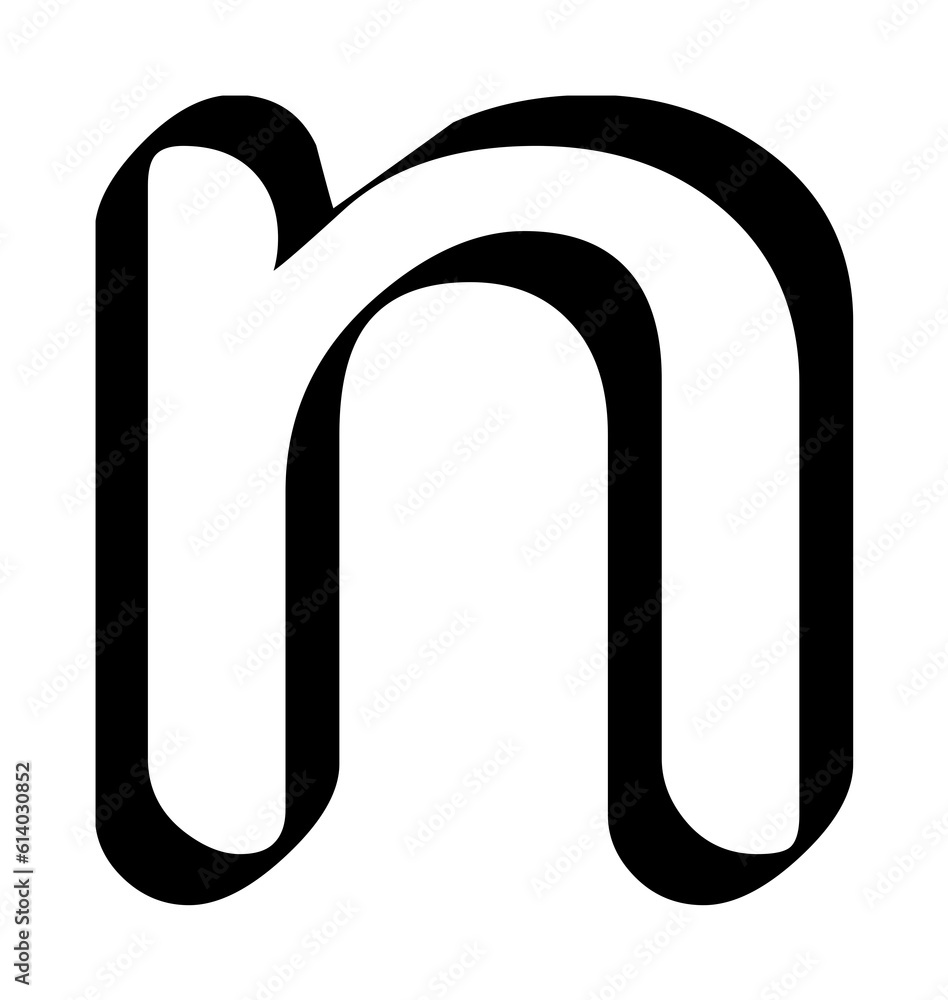 Modern lowercase letter n alphabet character isolated on transparent ...