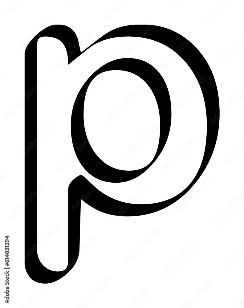 Modern lowercase letter p alphabet character isolated on transparent ...