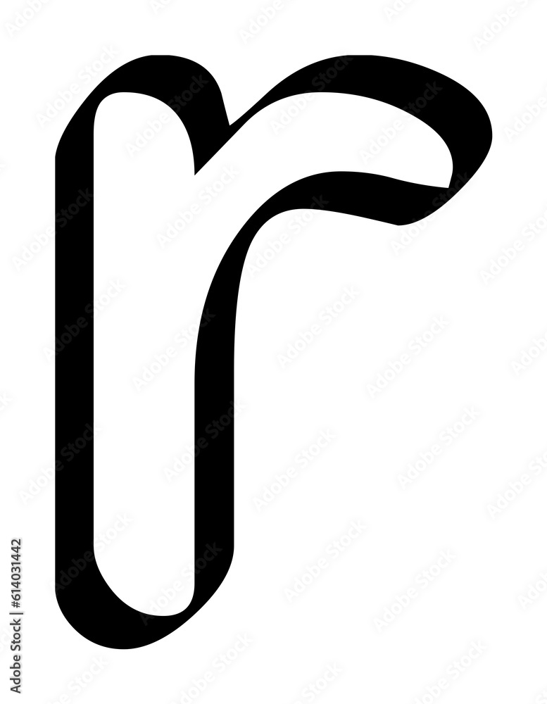 Modern lowercase letter r alphabet character isolated on transparent ...