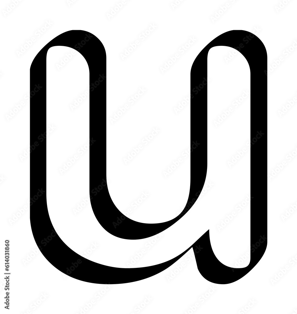 Modern lowercase letter u alphabet character isolated on transparent ...