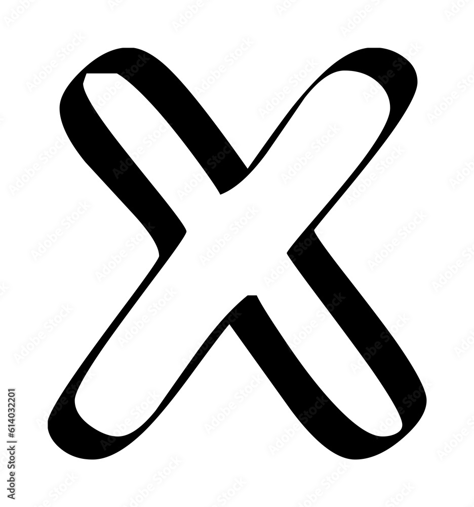 Modern lowercase letter x alphabet character isolated on transparent ...