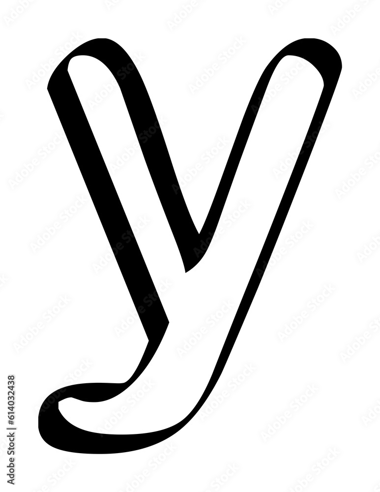 Modern lowercase letter y alphabet character isolated on transparent ...