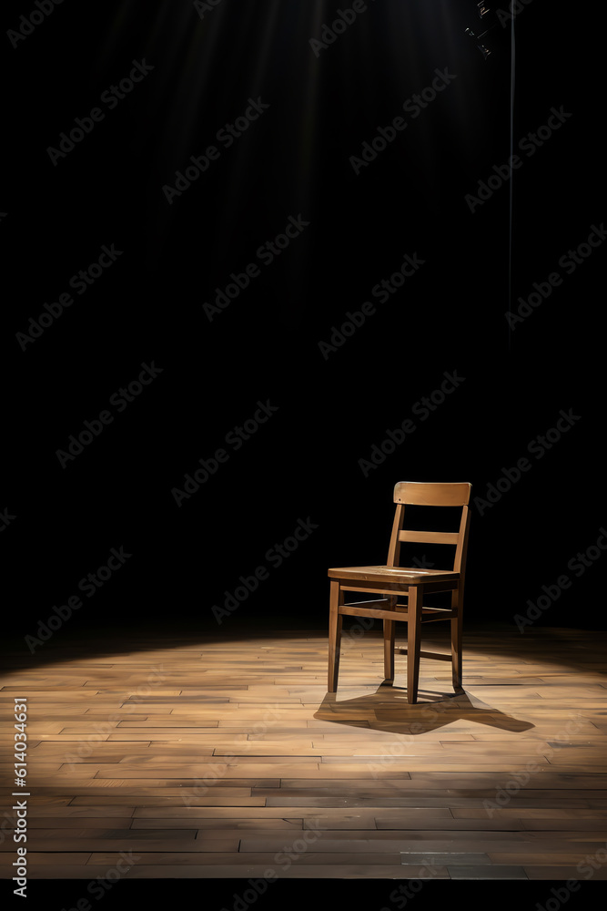 Generative AI Portrait of an Empty School Chair in a Dark, Shadowy ...