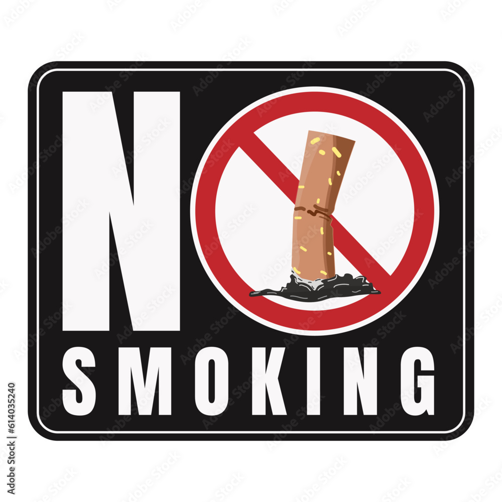 Printable sticker label design of no smoking are with tobacco cigarette ...