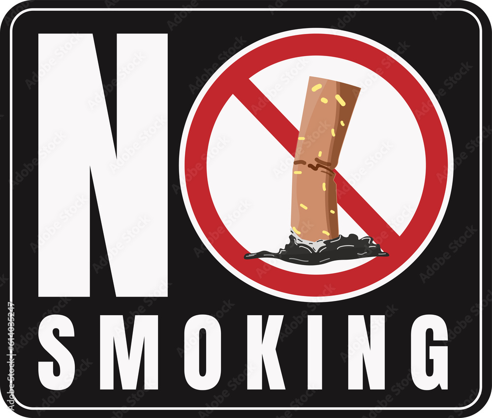 Printable sticker label design of no smoking are with tobacco cigarette ...