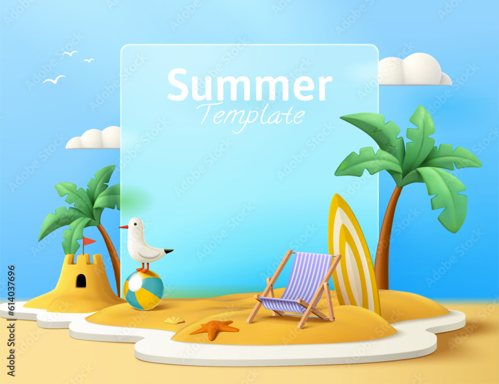 Poster Glassmorphism summer beach poster – Wall Art | UkPosters