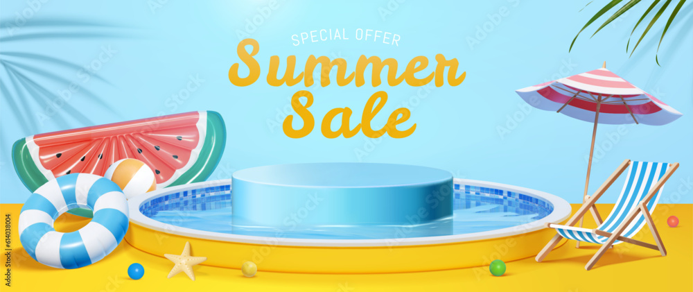Summer sale pool podium template Stock Vector | Adobe Stock