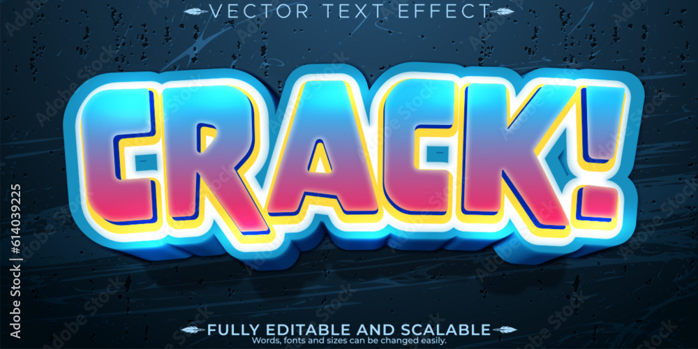 Crack text effect, editable quake and broken text style เวกเตอร์สต็อก ...