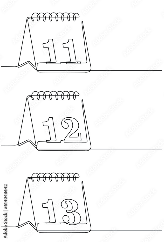 Continuous line drawing of calendar icon with dates beginning 1st to ...