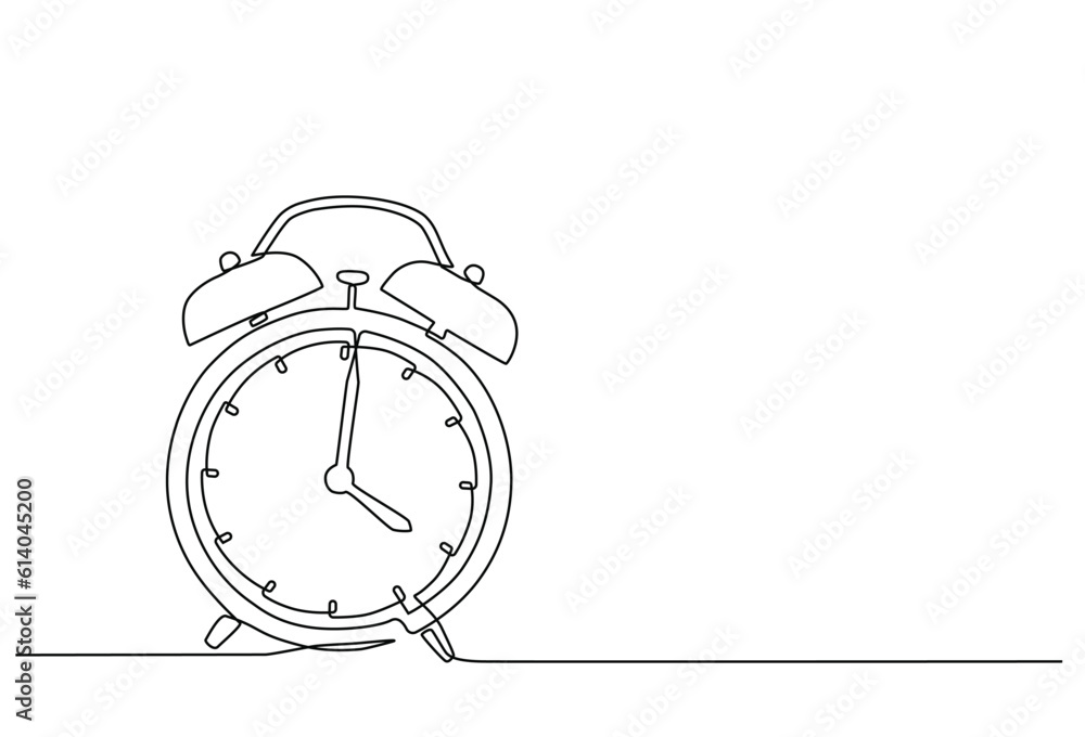 Continuous line drawing of alarm clock. alarm clock icon in single line ...