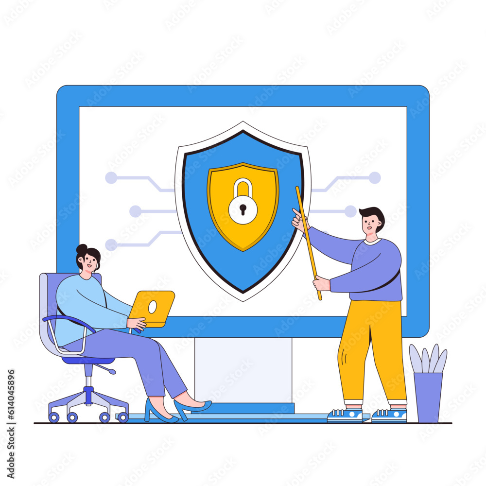 Cybersecurity training vector illustration concept with characters ...