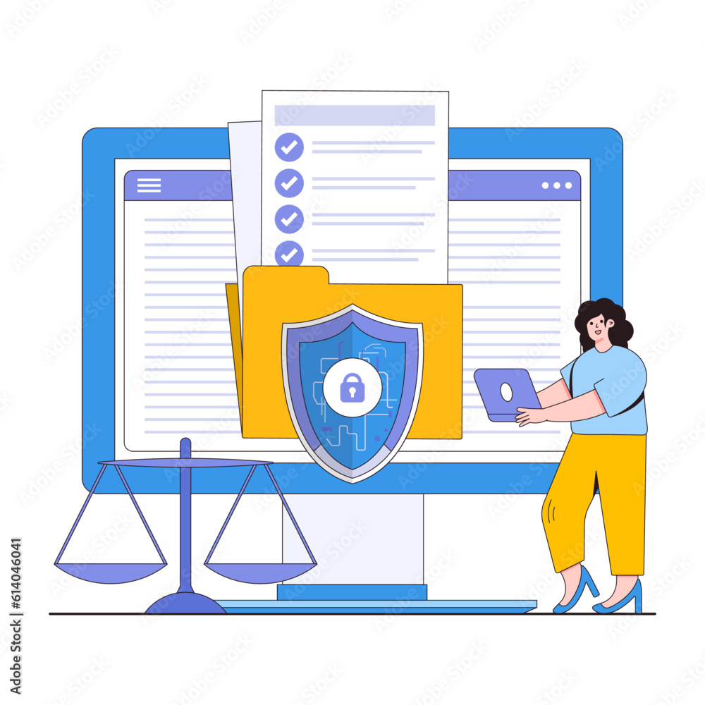 Data privacy regulations vector illustration concept with characters ...