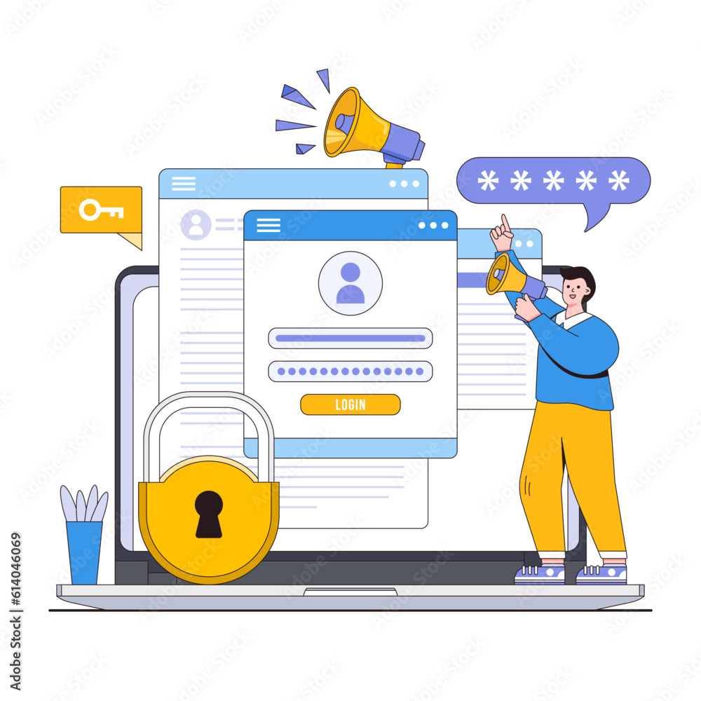 Cybersecurity awareness campaign vector illustration concept with ...