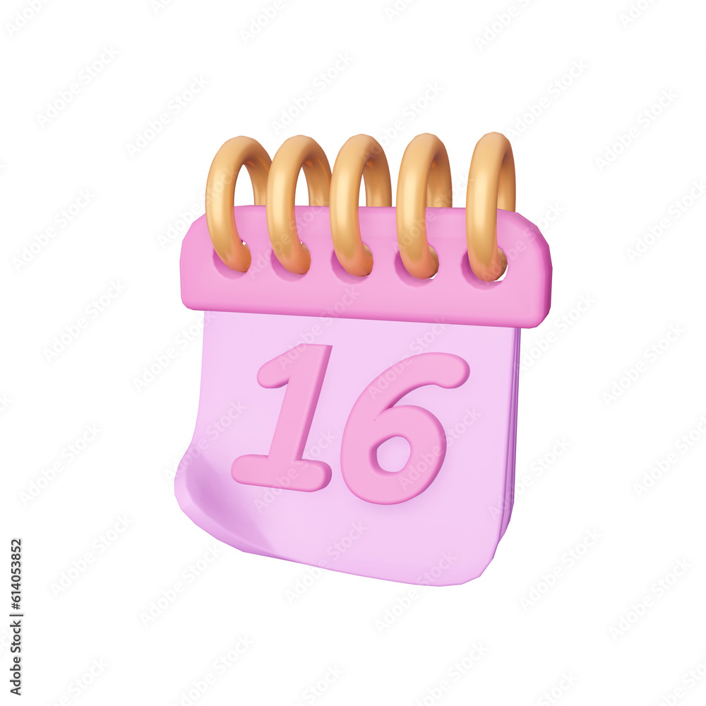 3D cartoon calendar icon featuring the number. Its vibrant colors, cute ...