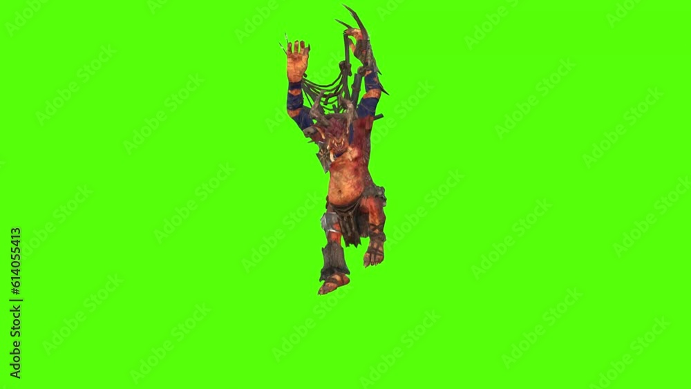 Goblin Landing Land on spot green screen animation 3D rendering. vídeo ...