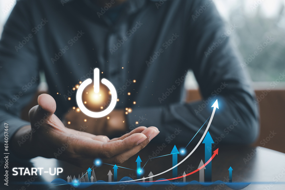 Starting up a new business venture. Business growth graph chart on ...