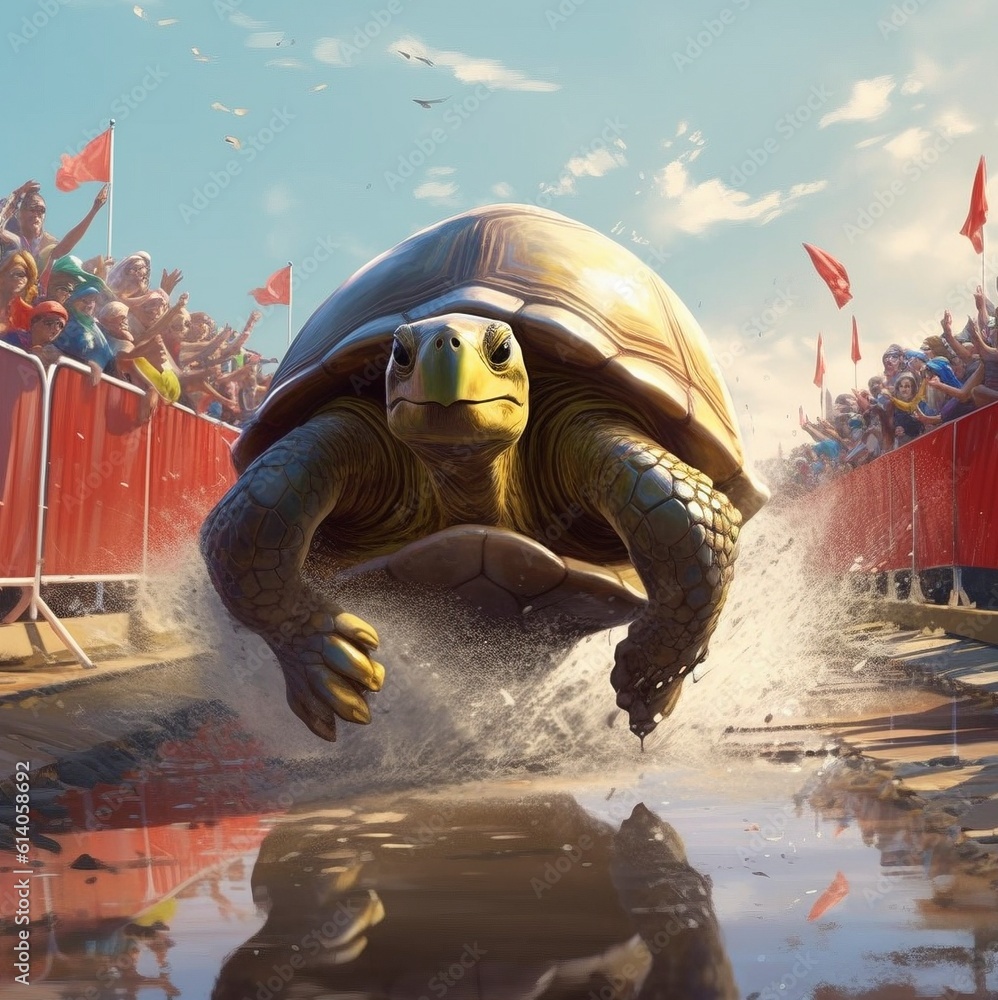 Tortuga veloz en una carrera llegando a la meta Stock Illustration ...