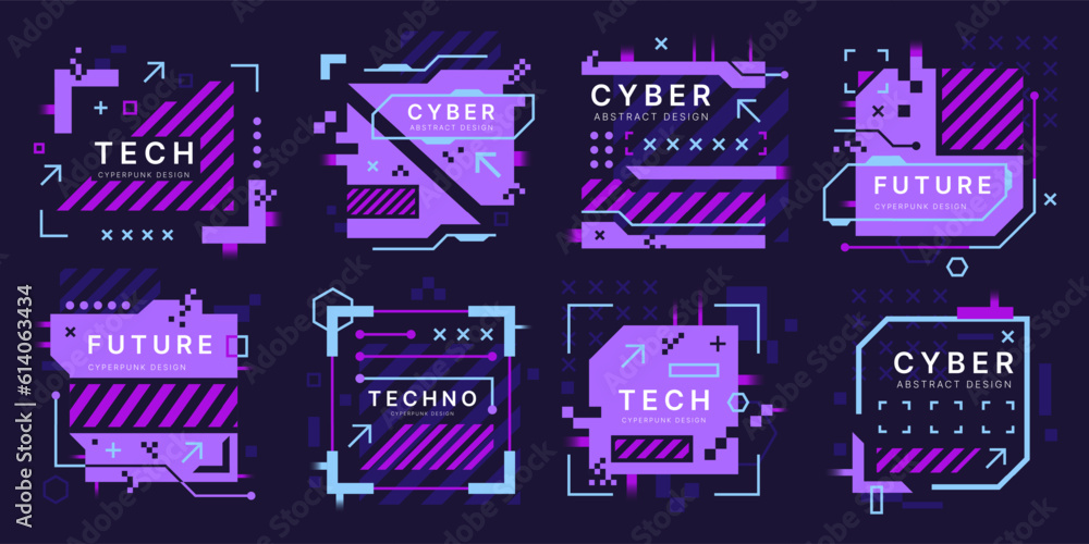 Tech background. Abstract digital shapes. HUD purple silhouette ...