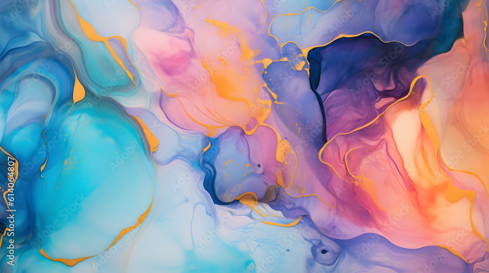 Currents of translucent hues, snaking metallic swirls, and foamy sprays ...