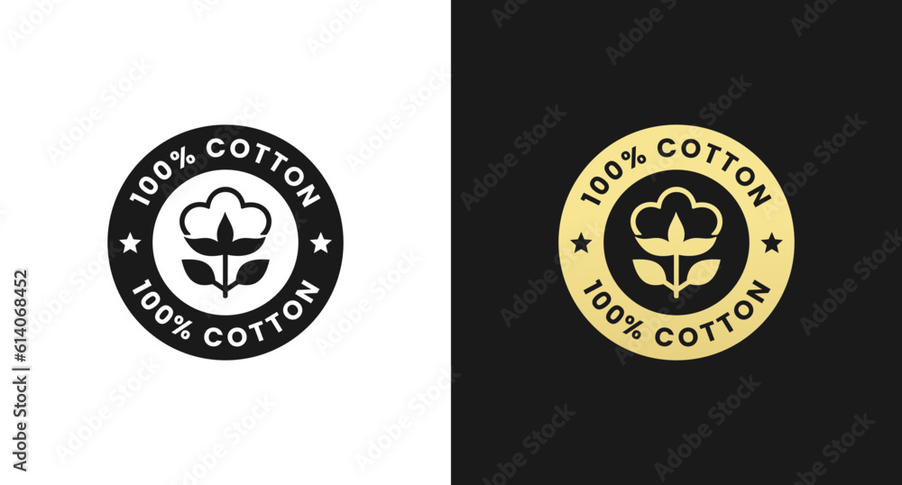 100% Cotton Label or 100% Cotton Sign Vector Isolated in Flat Style ...