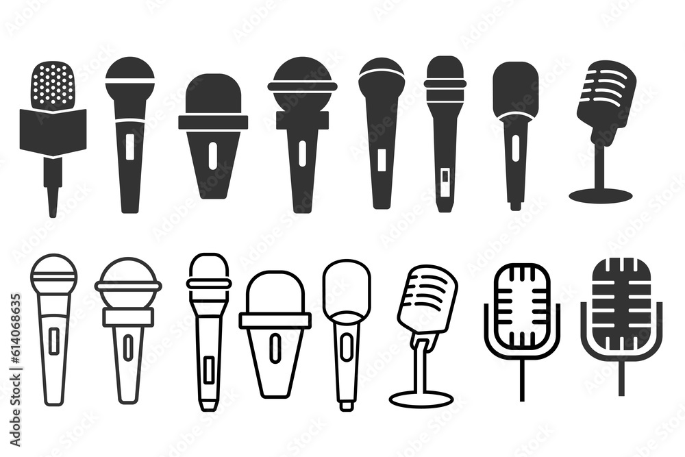 set of microphone logo design. Podcast with microphone logo inspiration ...