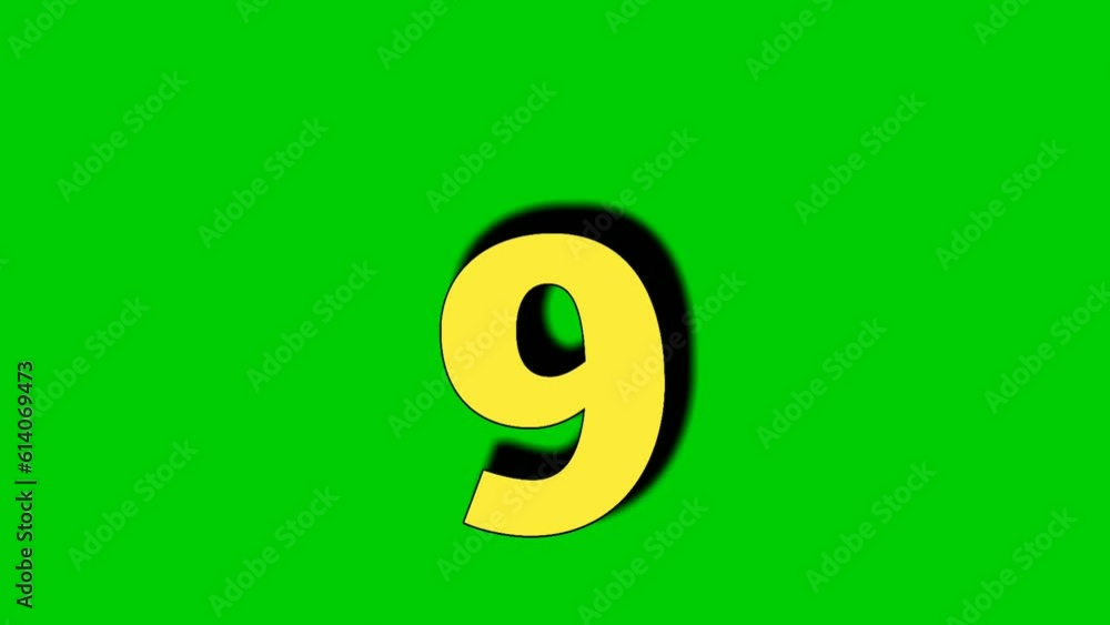 Number nine 9 cartoon animation on green screen background,4k cartoon ...