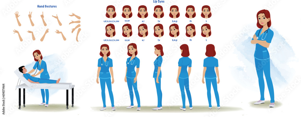 Character Model Sheet for Animation- Including Lips Sync, Hand Gestures ...