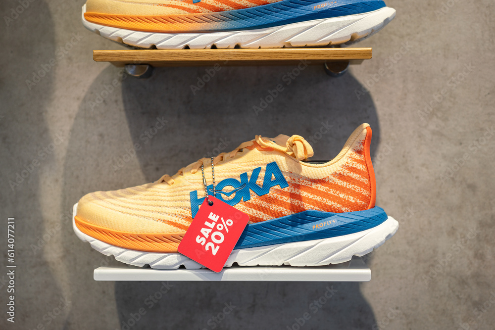 Foto de Thailand - June 2023: "Hoka" the famous running equipment brand ...