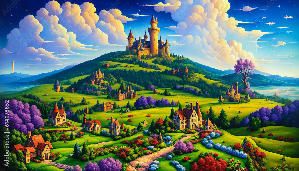 The Enchanting Realm of Fairy Tale Castles in a Colorful Fantasy World ...