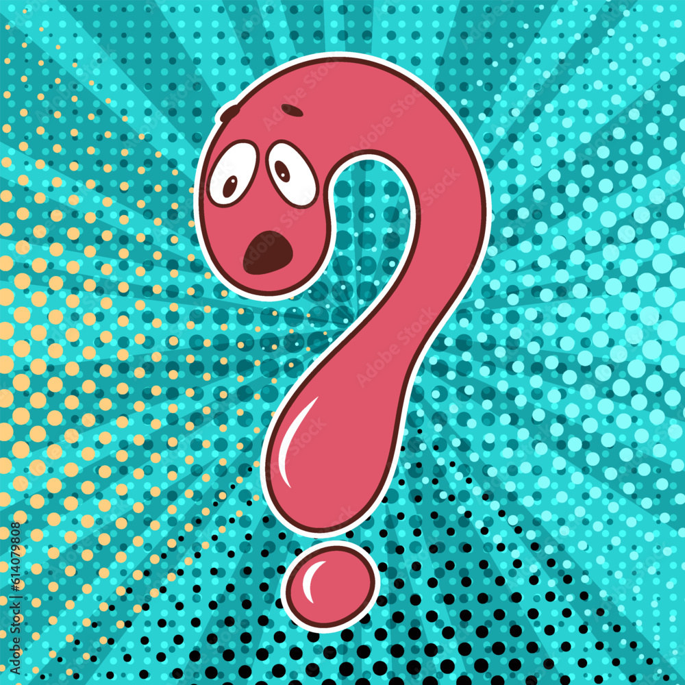 question mark symbol on background pop art groovy cartoon for design ...