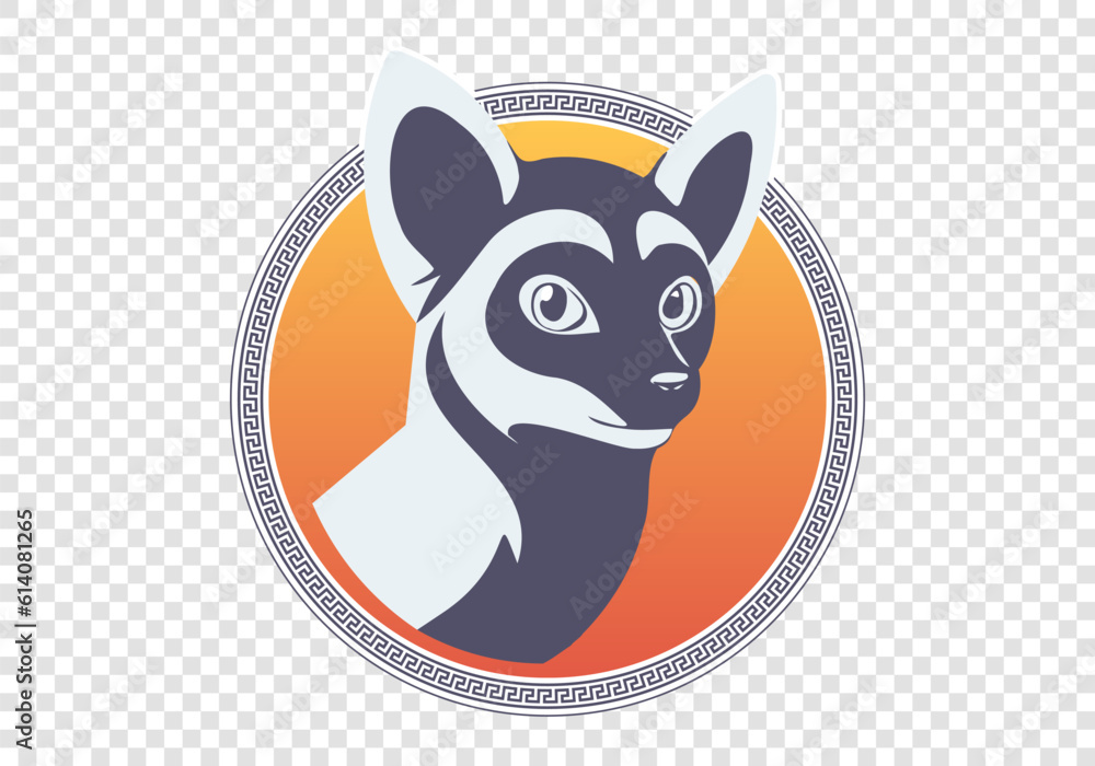 Vector round sticker. Cute portrait stencil of stylistic graphic ...