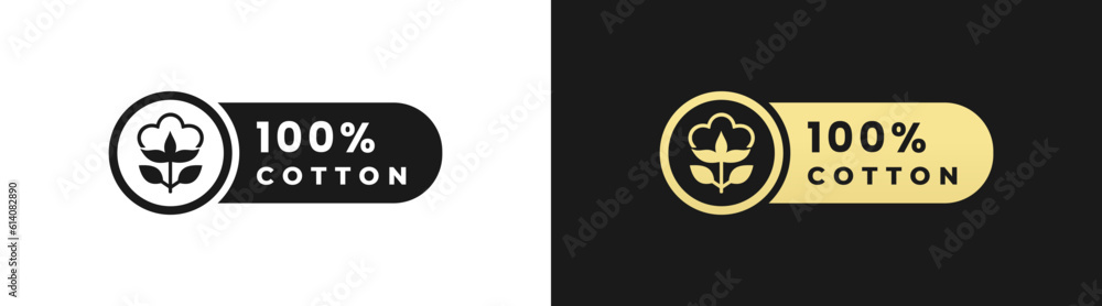 100% Cotton label or 100% Cotton symbol Vector Isolated in Flat Style ...