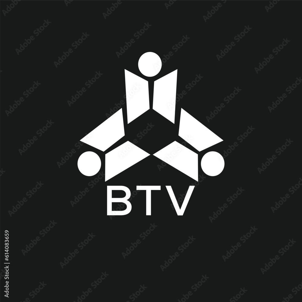 BTV white color thee letter logo. black background. triangle Monogram ...