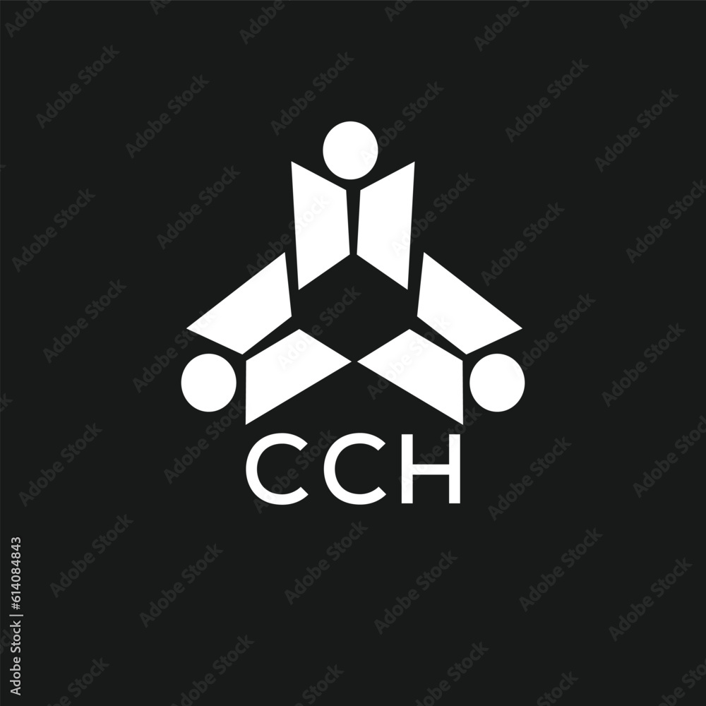 CCH white color thee letter logo. black background. triangle Monogram ...
