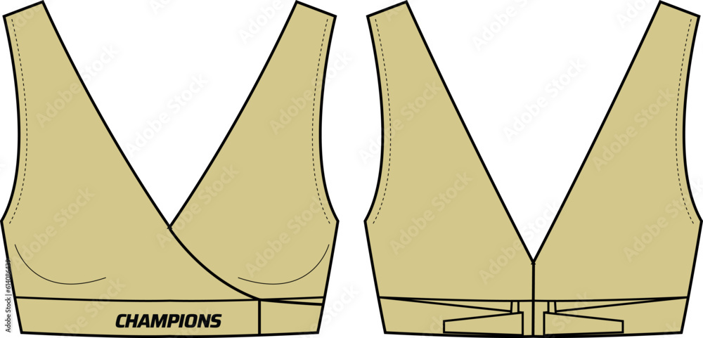 Women Side fastener adaptable bra top design flat sketch fashion ...