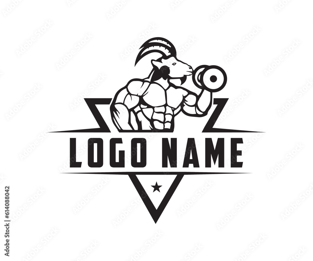 muscle fitness mascot esport logo with ram face, gym and fitness logo ...