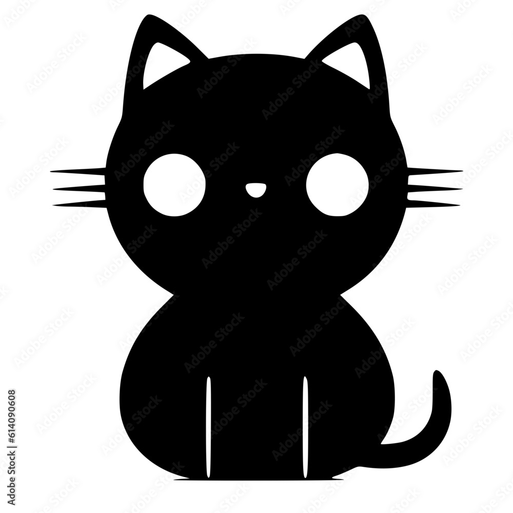 Black cat outline, Vector illustration of a black cat, Outline drawing ...
