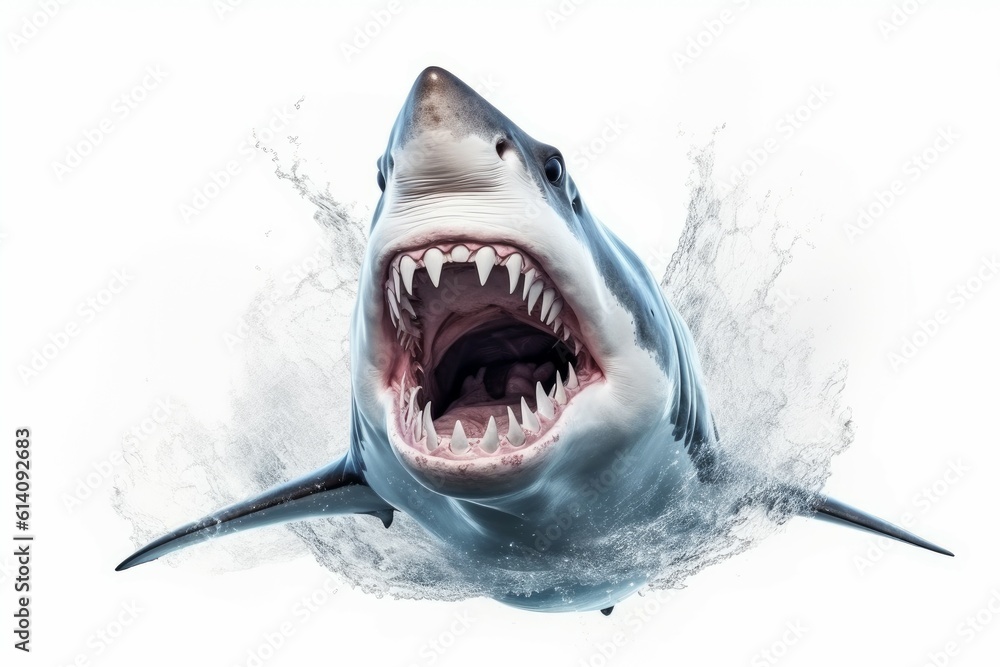 Shark head screaming water. Generate Ai Stock Illustration | Adobe Stock