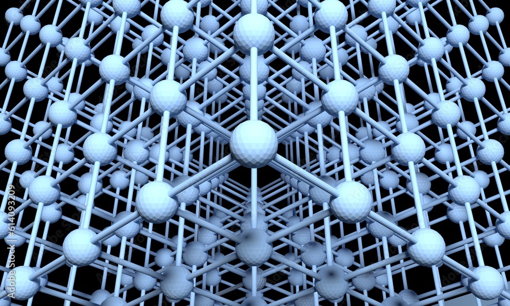 crystal lattice of conditional molecules and their bonds on a dark ...
