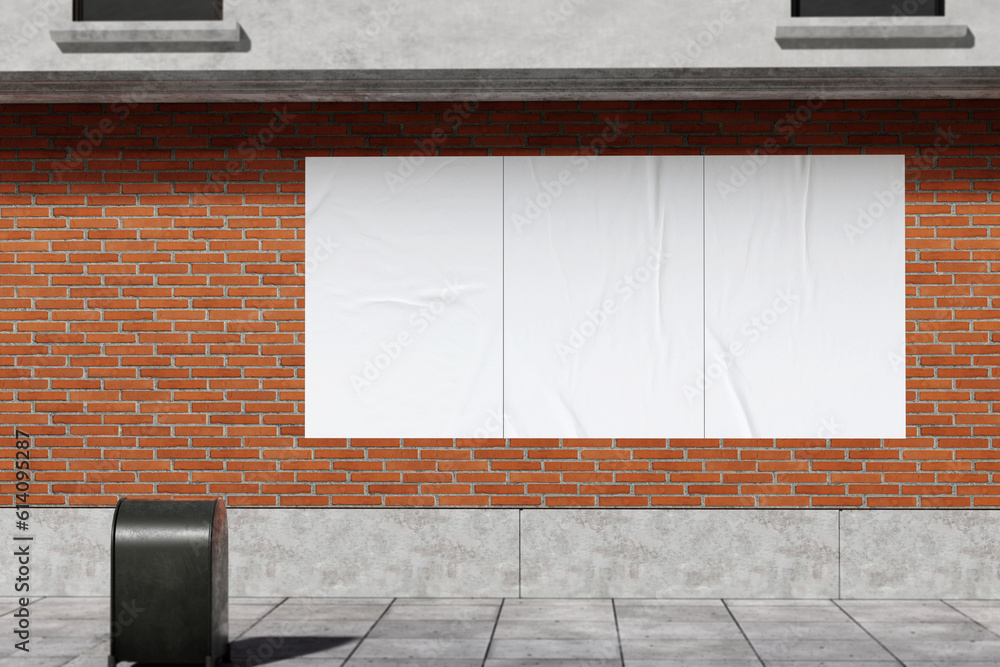 Blank poster and billboard urban in public place mock up. 3D rendering ...