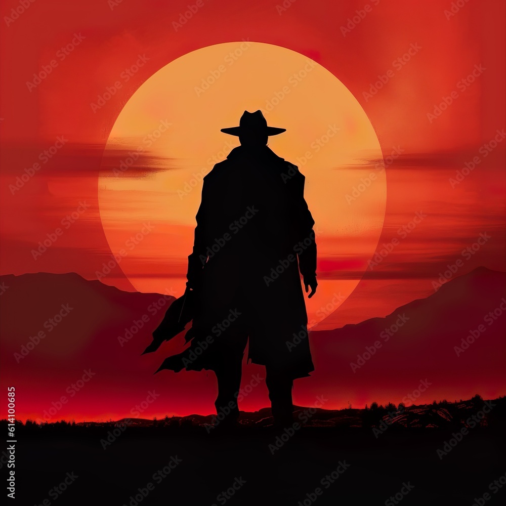 Lone Ranger: Minimalist Gunslinger at Sunset, Generated by Generative ...