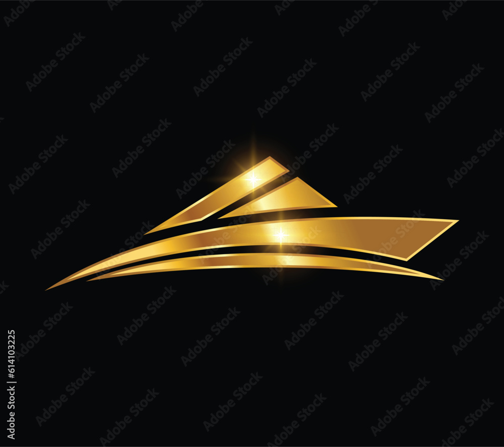 A Vector Illustration of Golden Boat Logo Vector Icon in black ...