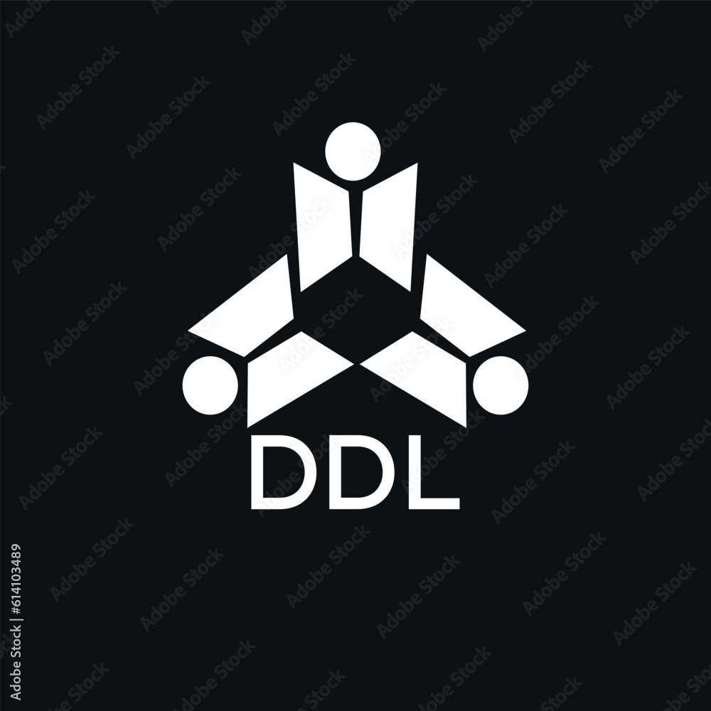 DDL white color thee letter logo. black background. triangle Monogram ...