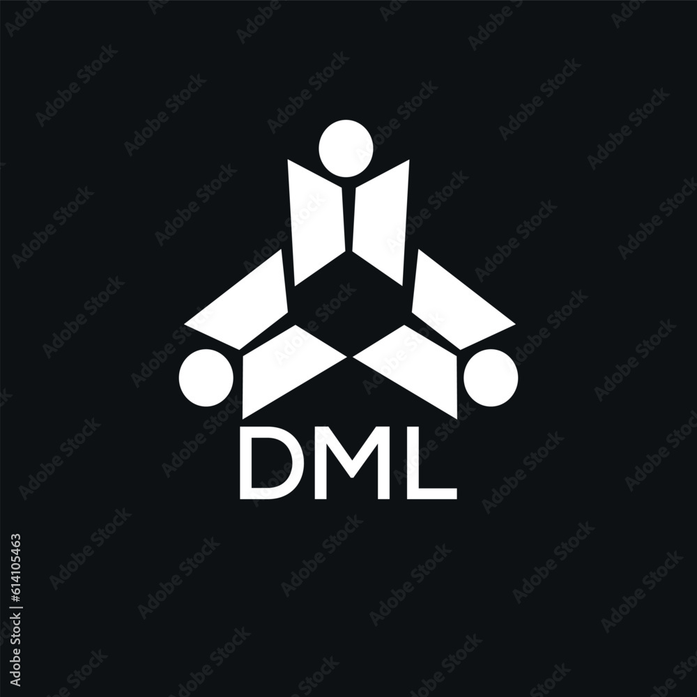 DML white color thee letter logo. black background. triangle Monogram ...