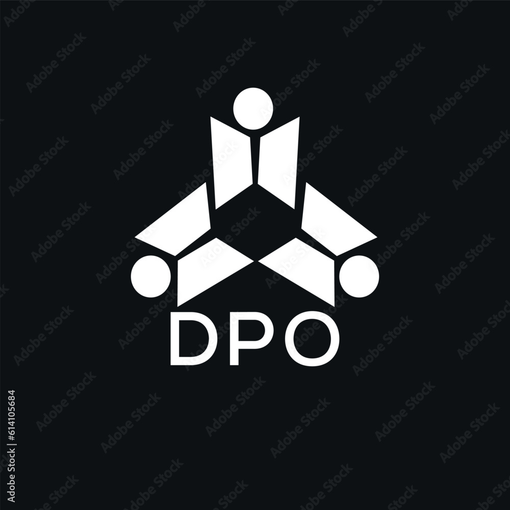 DPO white color thee letter logo. black background. triangle Monogram ...