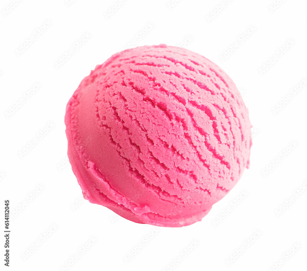 One scoop of pink ice cream isolated on white background Stock Photo ...