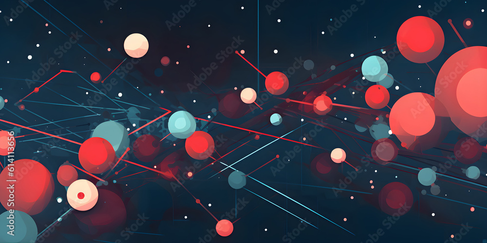 Circular map of data points and lines, on a blue background, in the ...